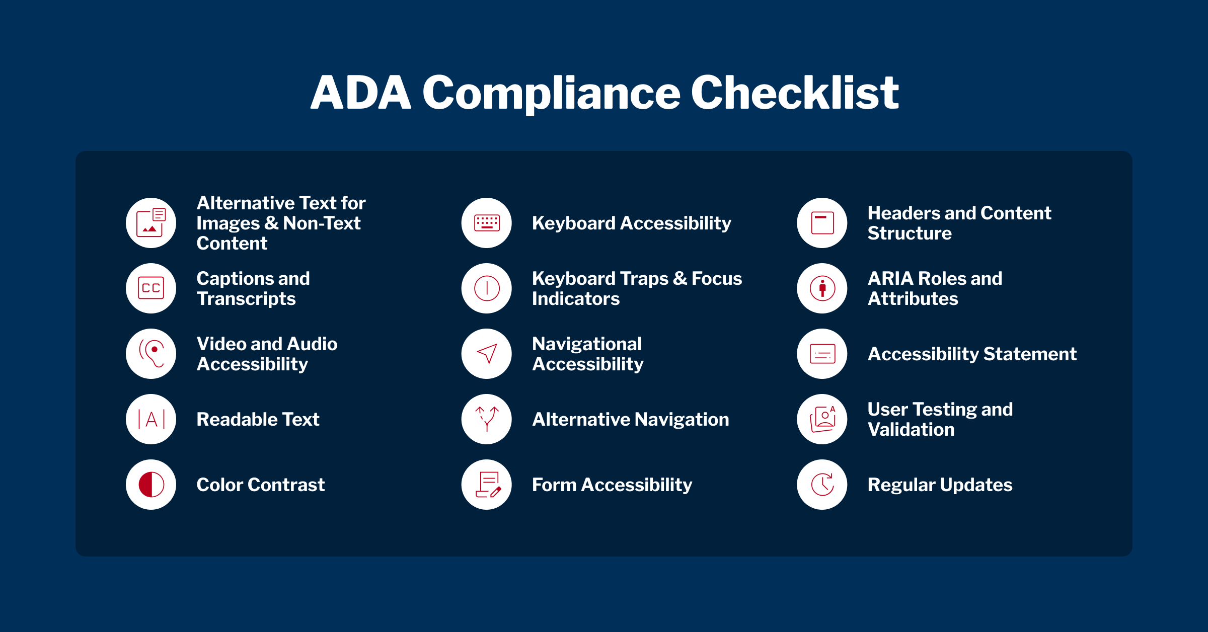 Comprehensive ADA Compliance Checklist for Section 508 (US ... Comprehensive ADA Compliance Checklist for Section 508 (US ...