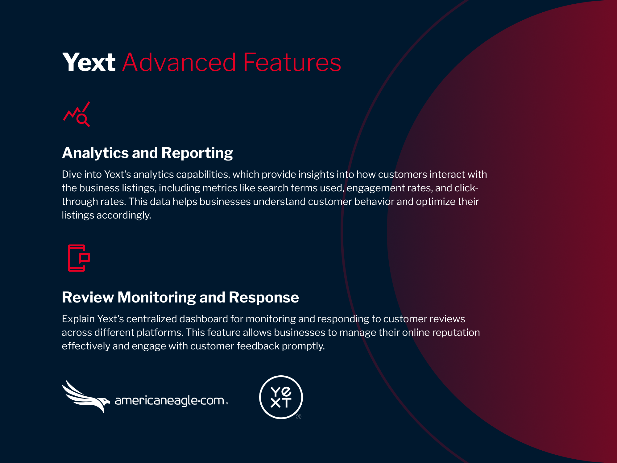 Yext Features | Yext Business Listing Distribution | Americaneagle.com